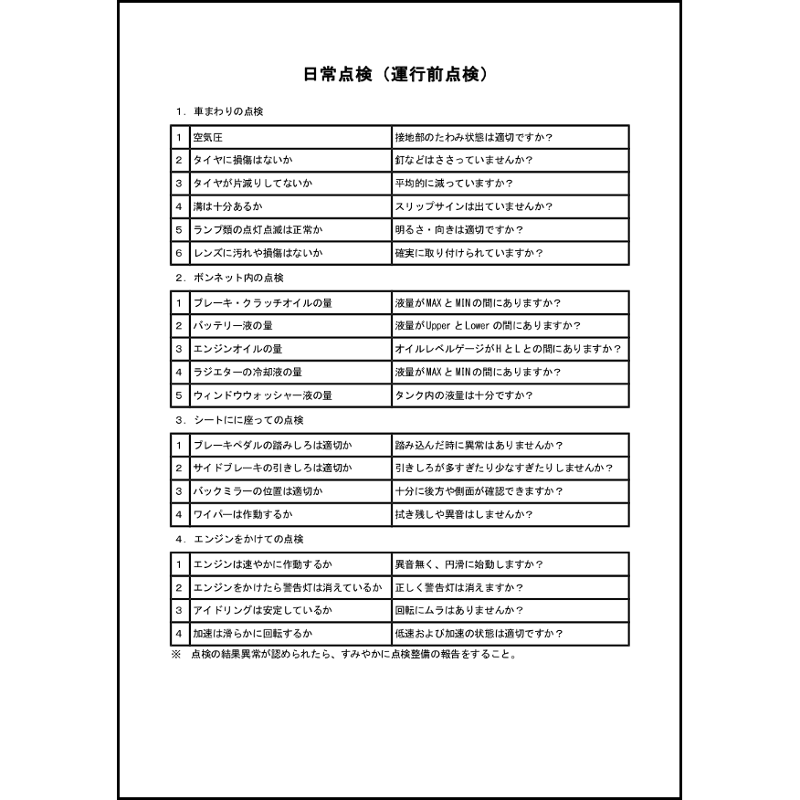 日常点検運行前点検20通行・駐車(ビジネス)〜l活 Libreoffice活用サイト