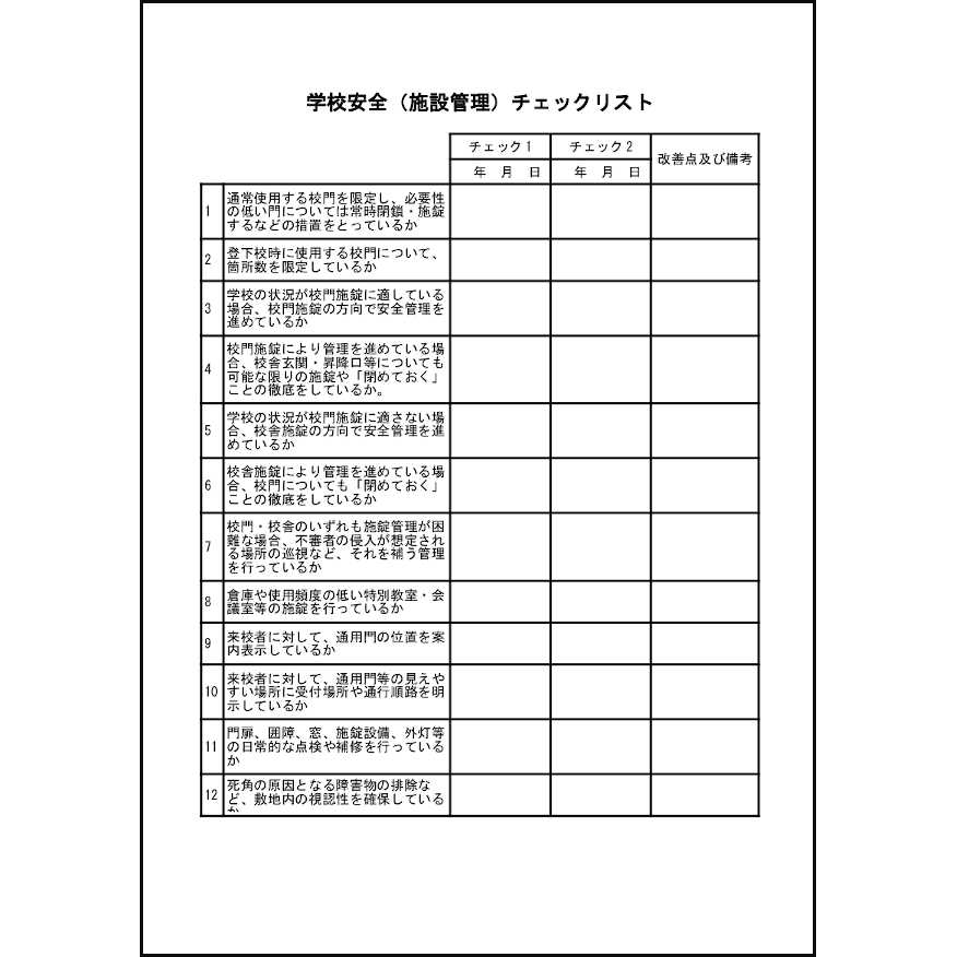 学校安全施設管理チェックリスト5点検（教育）〜l活 Libreoffice活用サイト