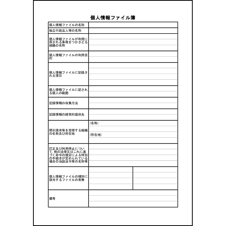 個人情報ファイル簿28リスト（内部文書）〜l活 Libreoffice活用サイト