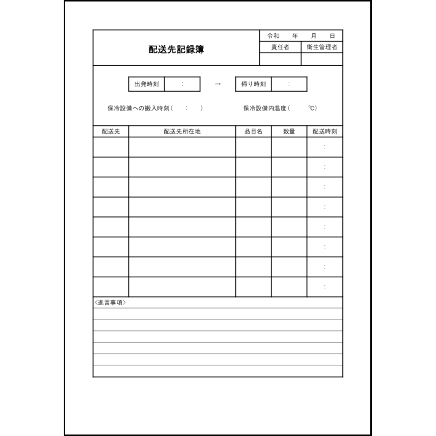 配送先記録簿9栄養管理(厚生)〜l活 Libreoffice活用サイト